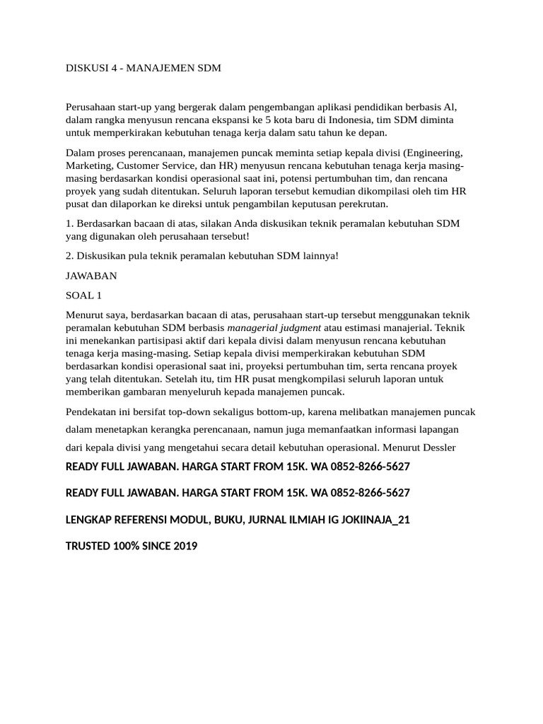 Diskusi 4 - Manajemen SDM | PDF