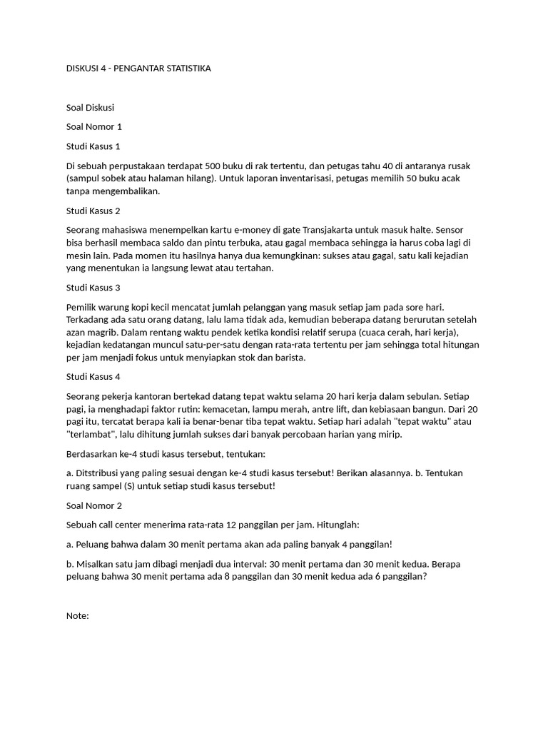 Diskusi 4 - Pengantar Statistika | PDF
