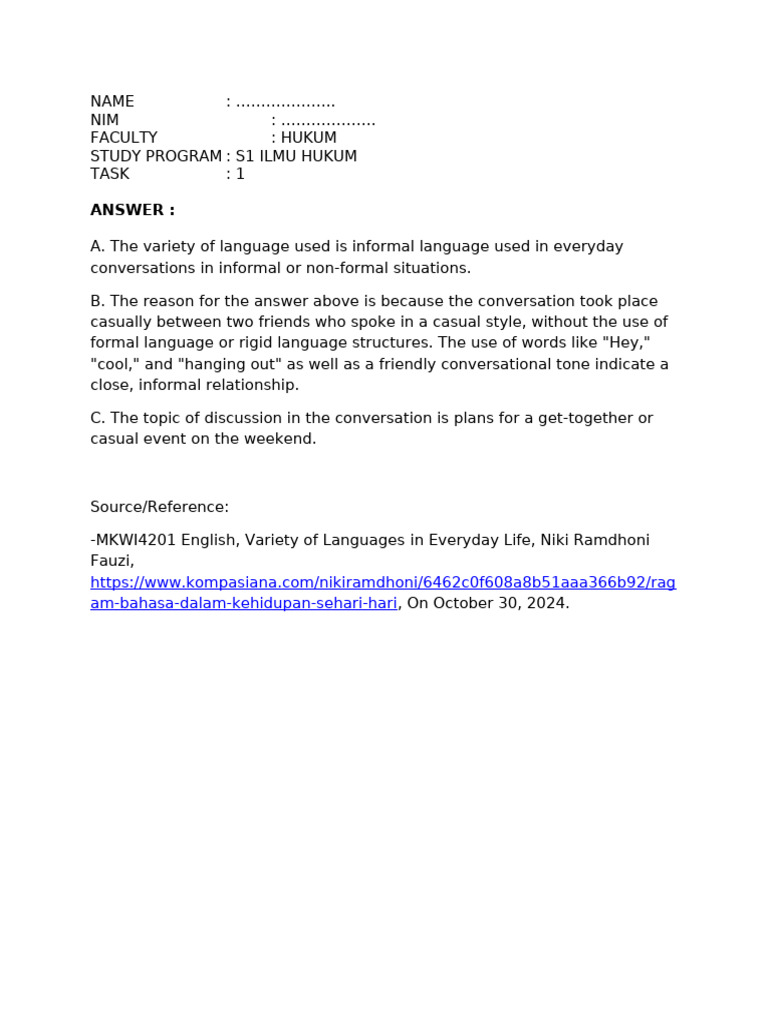 Informal Language in Casual Conversations | PDF
