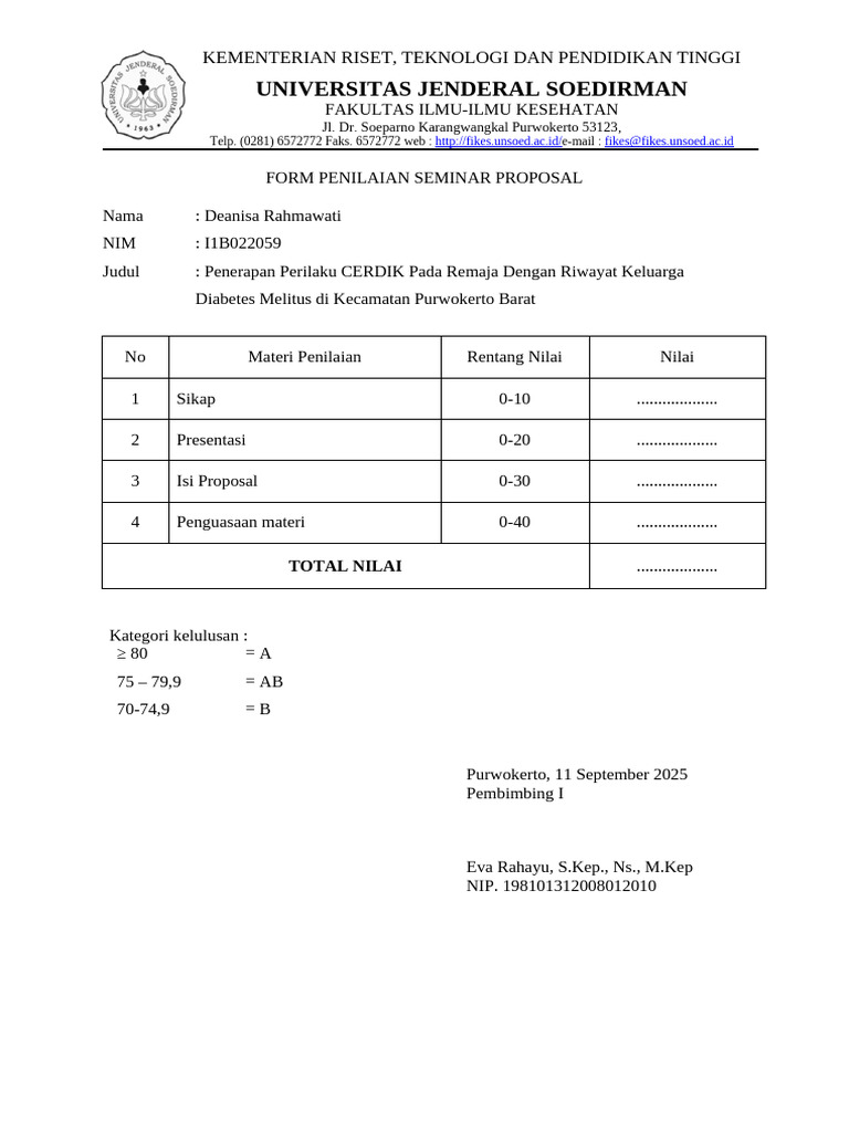 Form Penilaian Seminar Proposal-1 | PDF