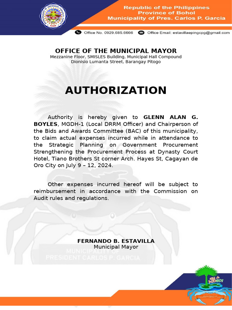 Authority To Claim Actual Expense in CDO | PDF