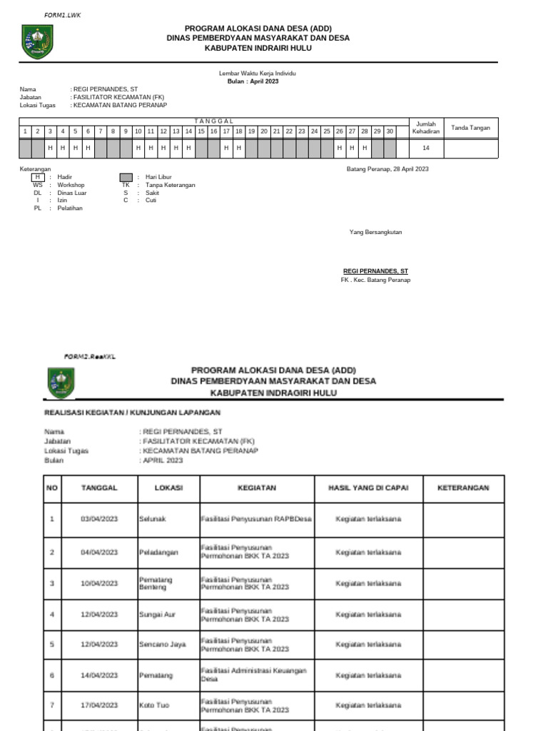 5. FORM LAMPIRAN APRIL | PDF