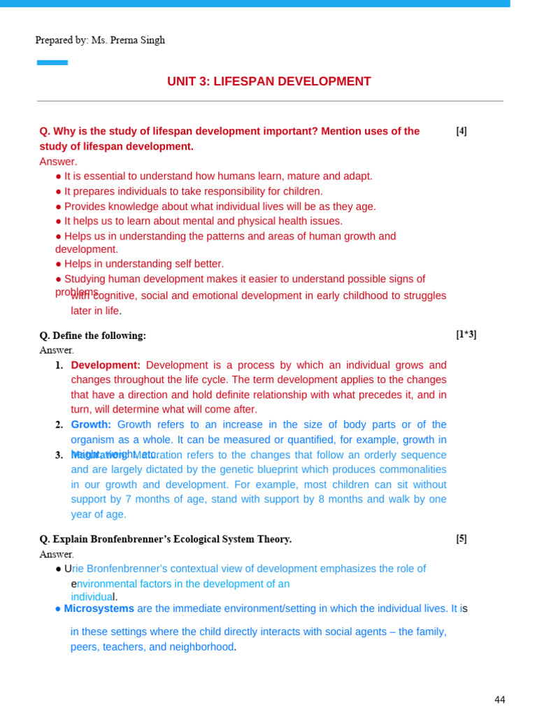 Unit 3 Life Span Development | PDF