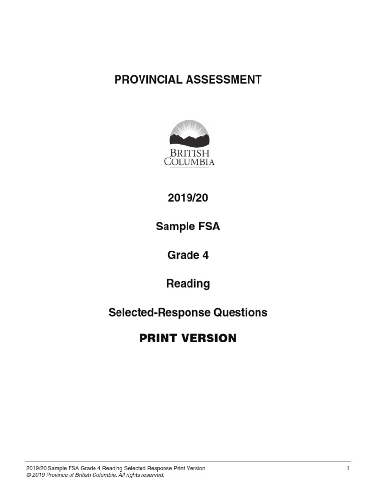 Grade 4 FSA Reading Sample Questions | PDF | Meerkat | Insects