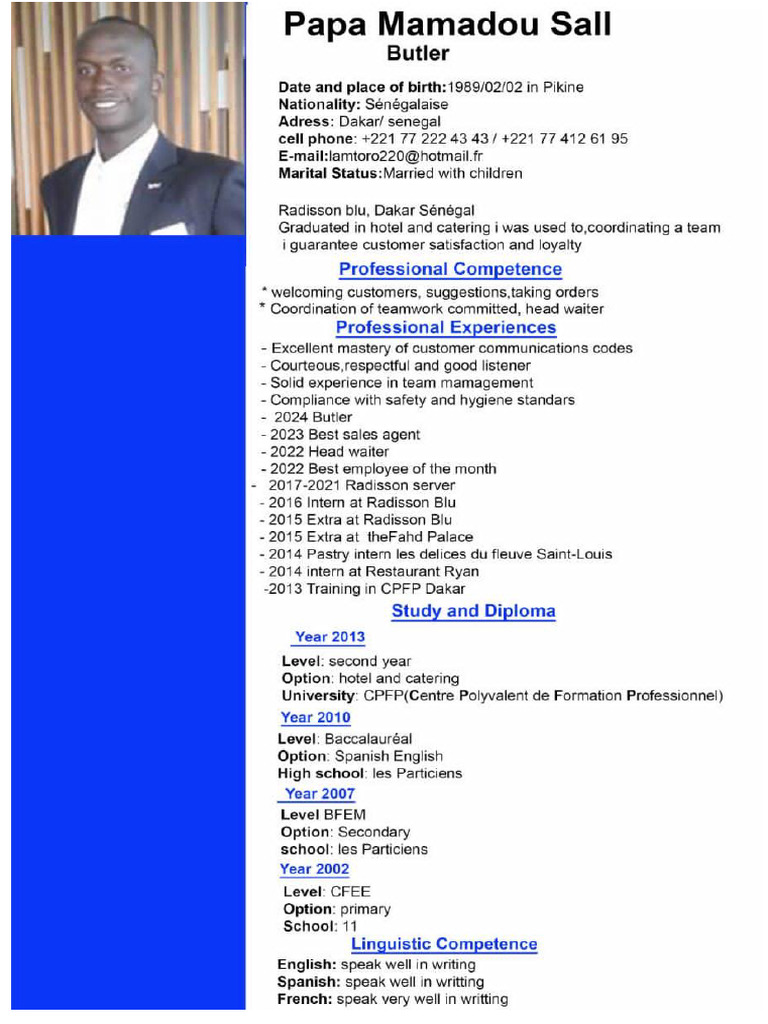 CV Anglais Sall | PDF