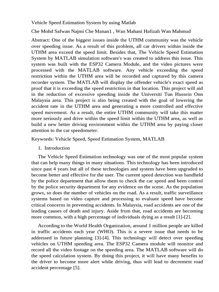Vehicle Speed Estimation System by Using Matlab | PDF | Rgb Color Model ...