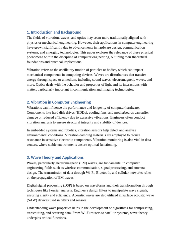 Vibration, Waves, and Optics in Computing | PDF | Optics | Waves