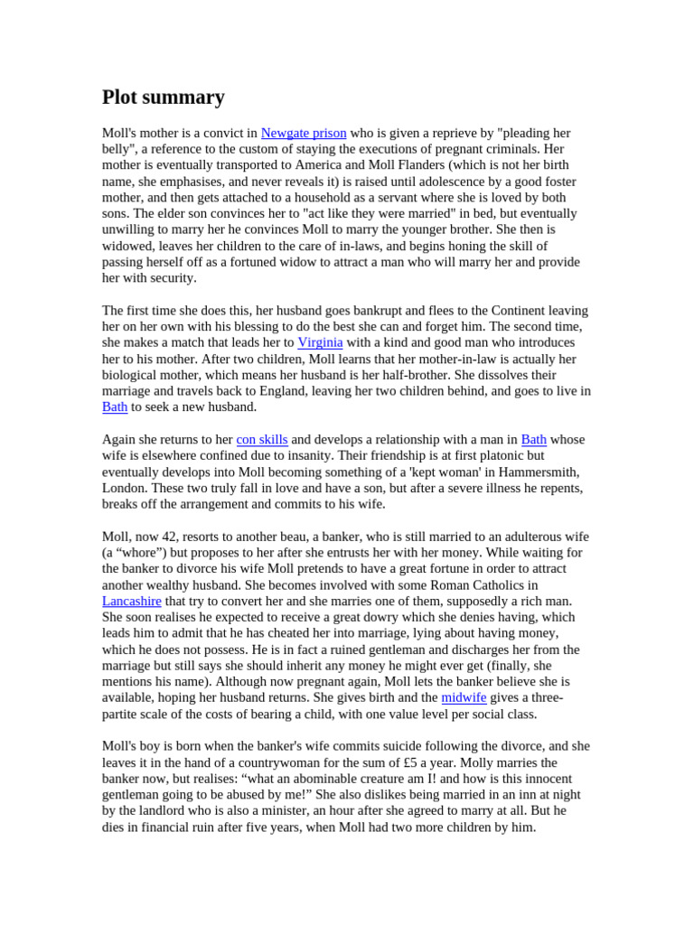 Daniel Defoe-Moll Flanders | PDF