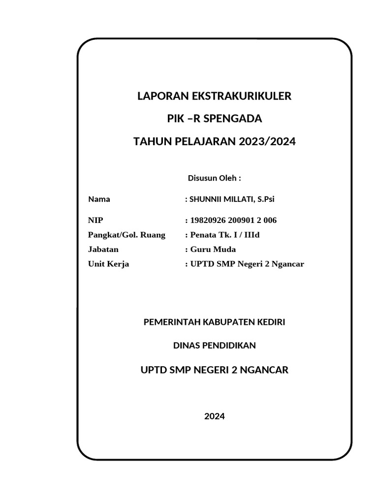 Program Ekstrakurikuler PIK-R 2023/2024 | PDF