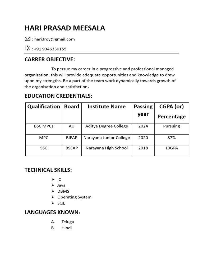 Hari Resume | PDF
