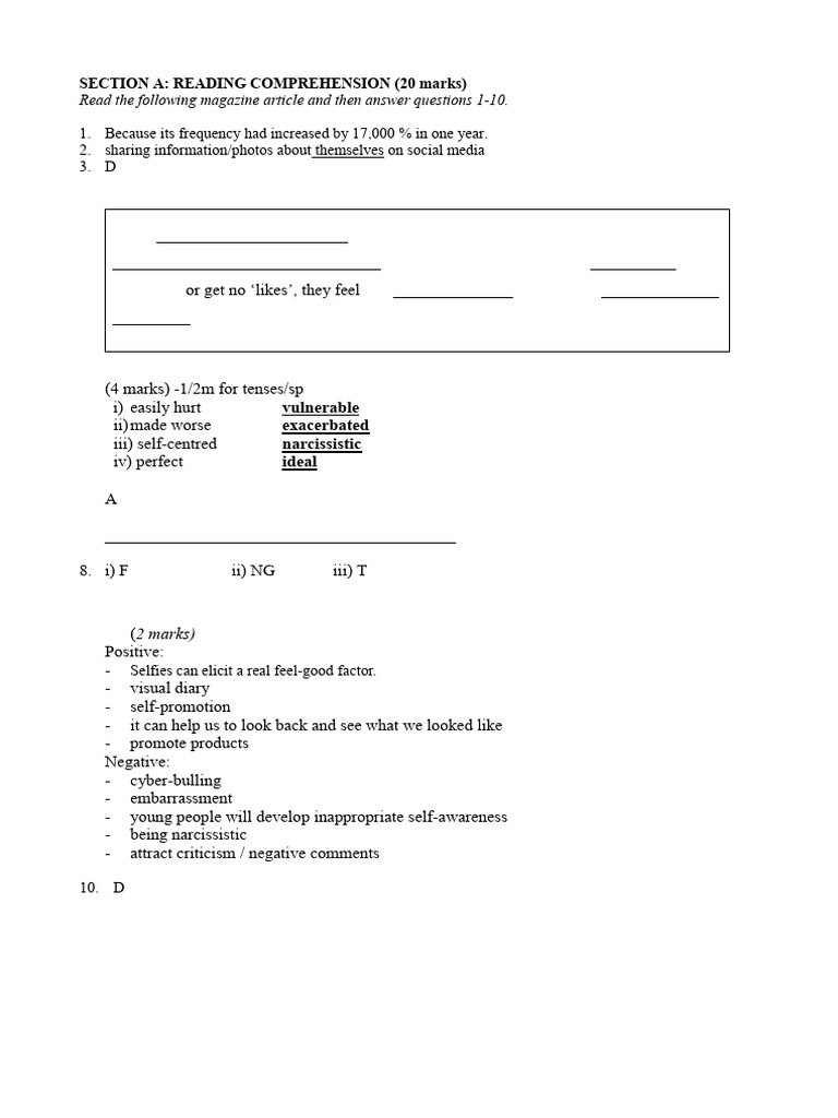 Reading Practice 1 - Answer Key | PDF