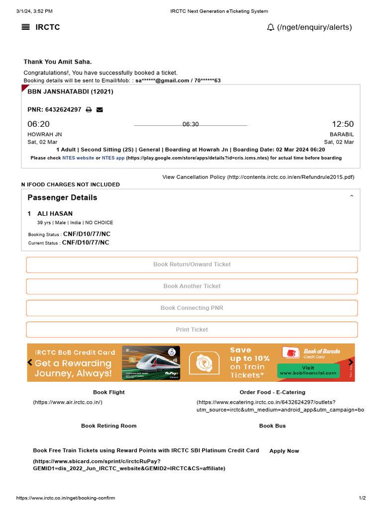 IRCTC Next Generation ETicketing System | PDF | Credit Card | Banking