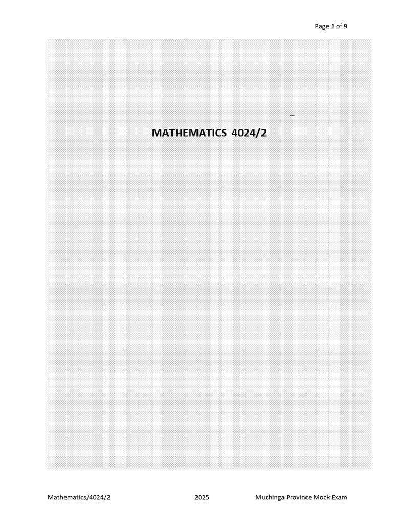 2025 Muchinga Mock Exam Mathematics Paper 2 | PDF | Numbers | Mathematics