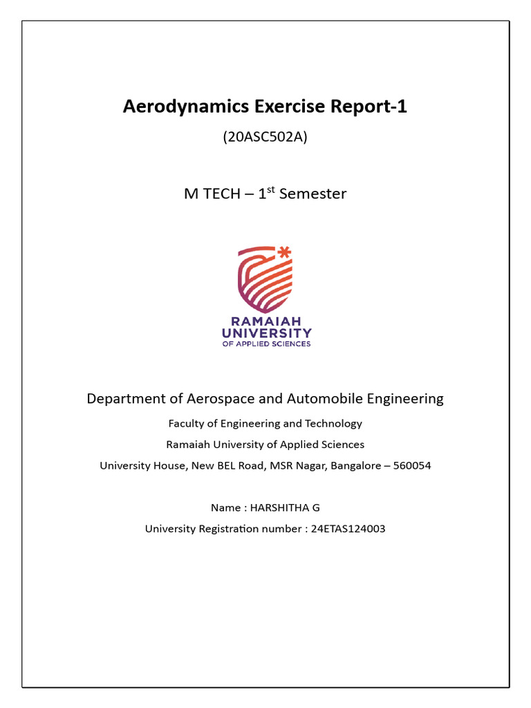 Aerodynamics Exercise Report | PDF | Vortices | Applied And ...