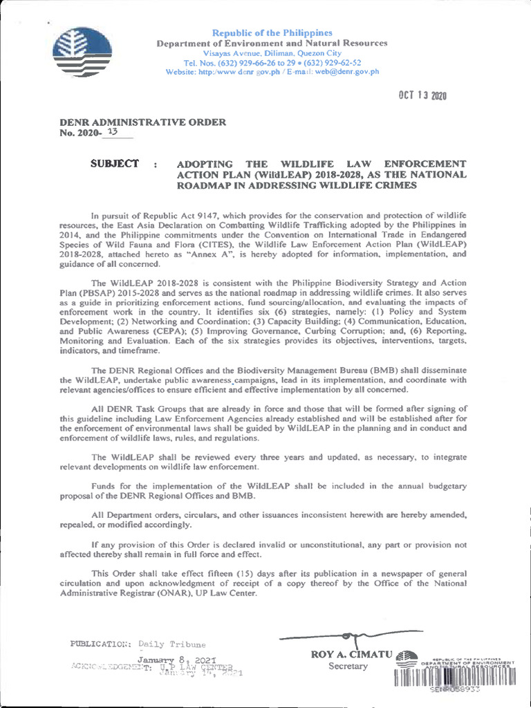 DENR Administrative Order 2020-13 | PDF