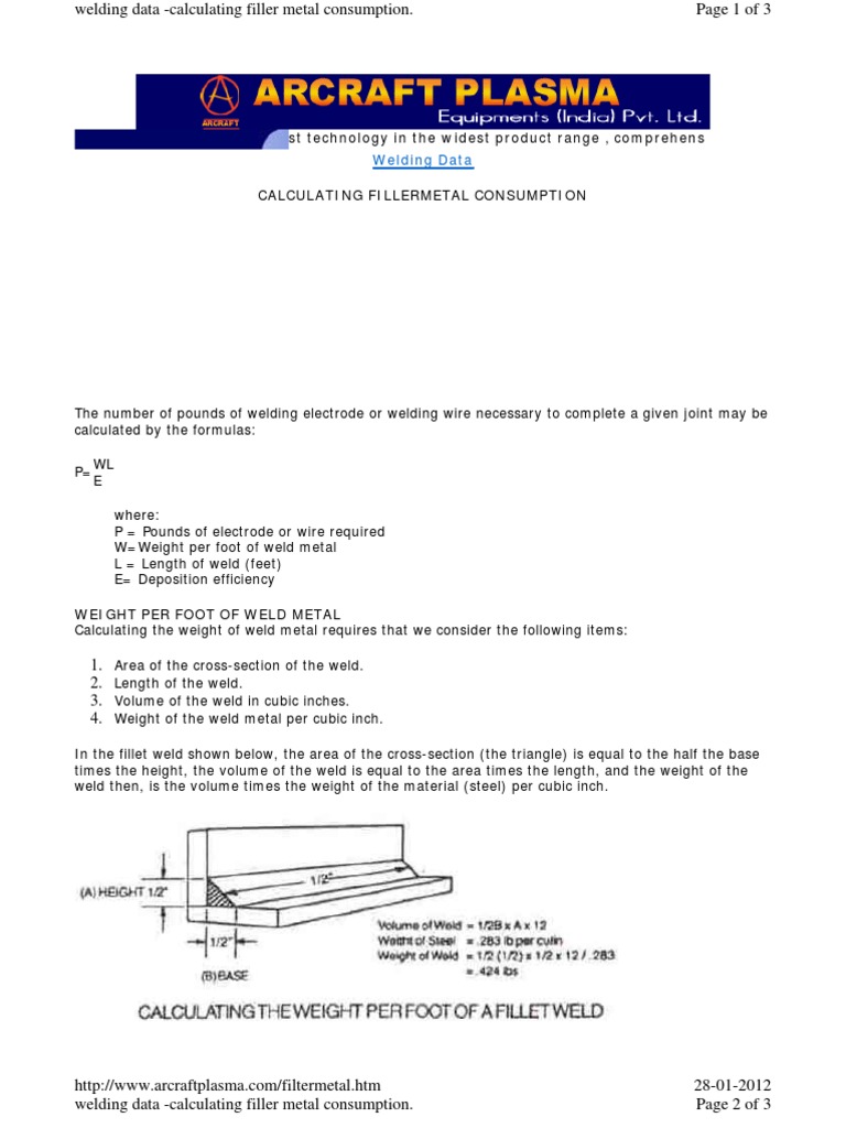 Welding Electrode Filter Metal Calculation | PDF | Area | Welding