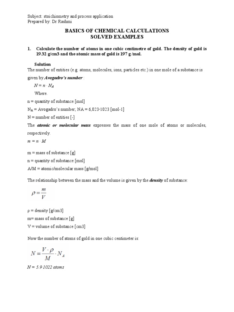 Basic of Mass Balance | PDF | Mole (Unit) | Chemical Substances