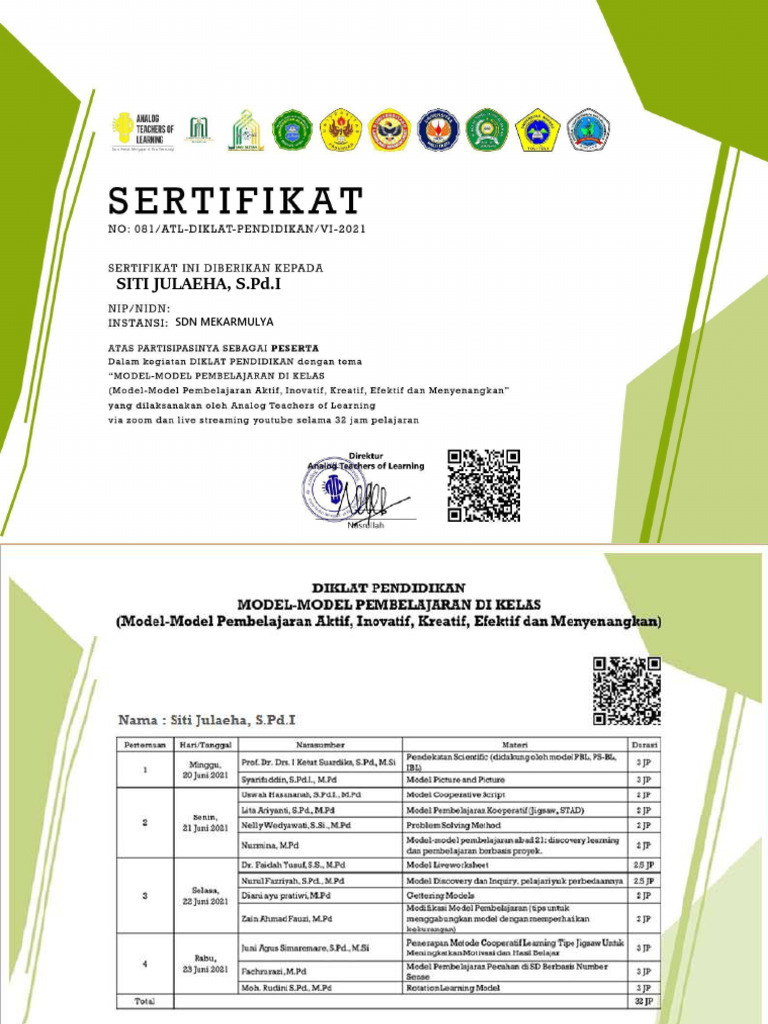 Sertifikat Diklat 200621 32 JP | PDF
