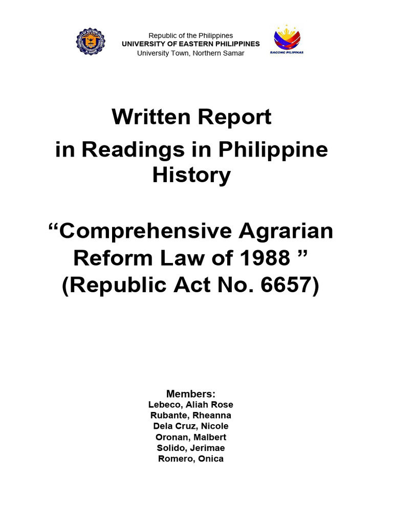 Comprehensive Agrarian Reform Law of 1988 R.A. No. 6657 | PDF ...