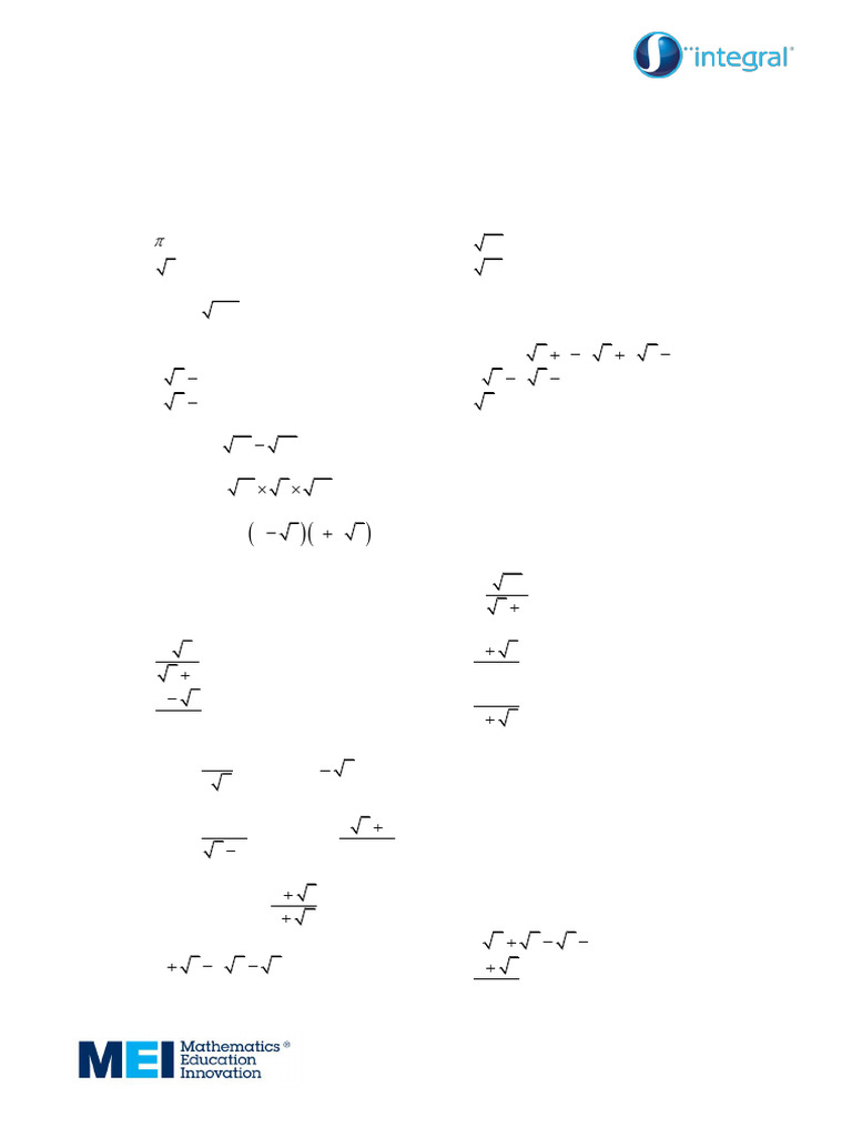 CH 2 Surds & Indices Section Test 1 Surds Answers | PDF | Mathematical ...