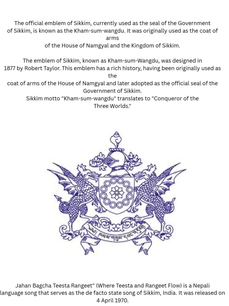Sikkim's Official State Emblem Explained | PDF | Protected Area | Himalayas