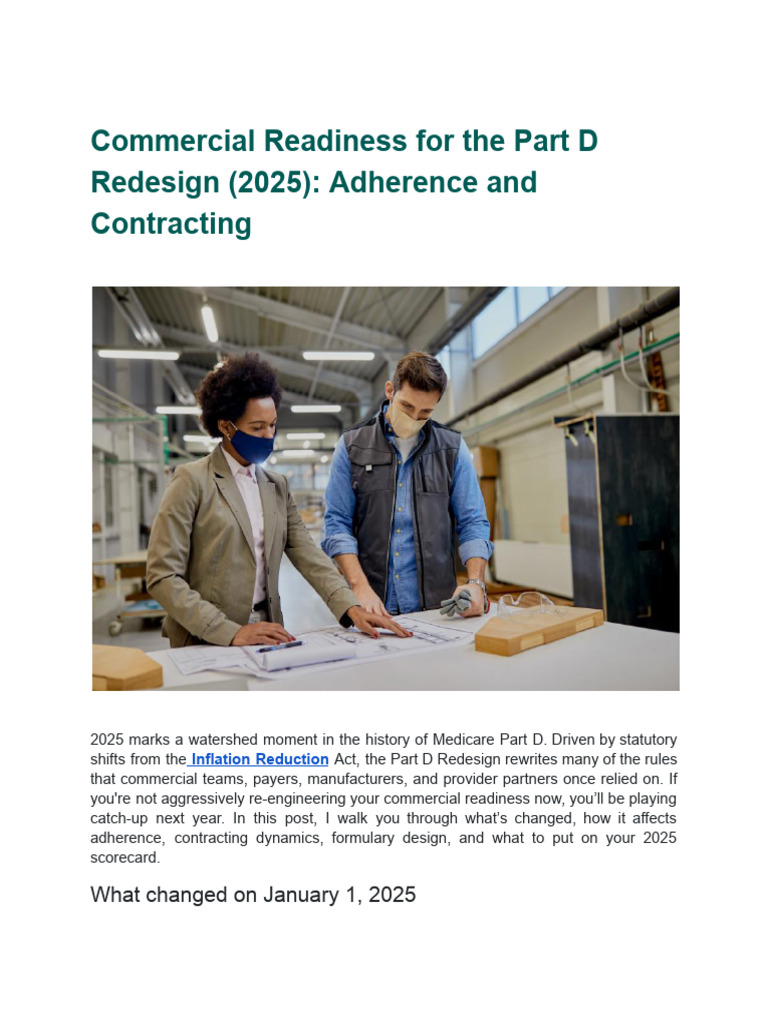Commercial Readiness For The Part D Redesign (2025) : Adherence and ...
