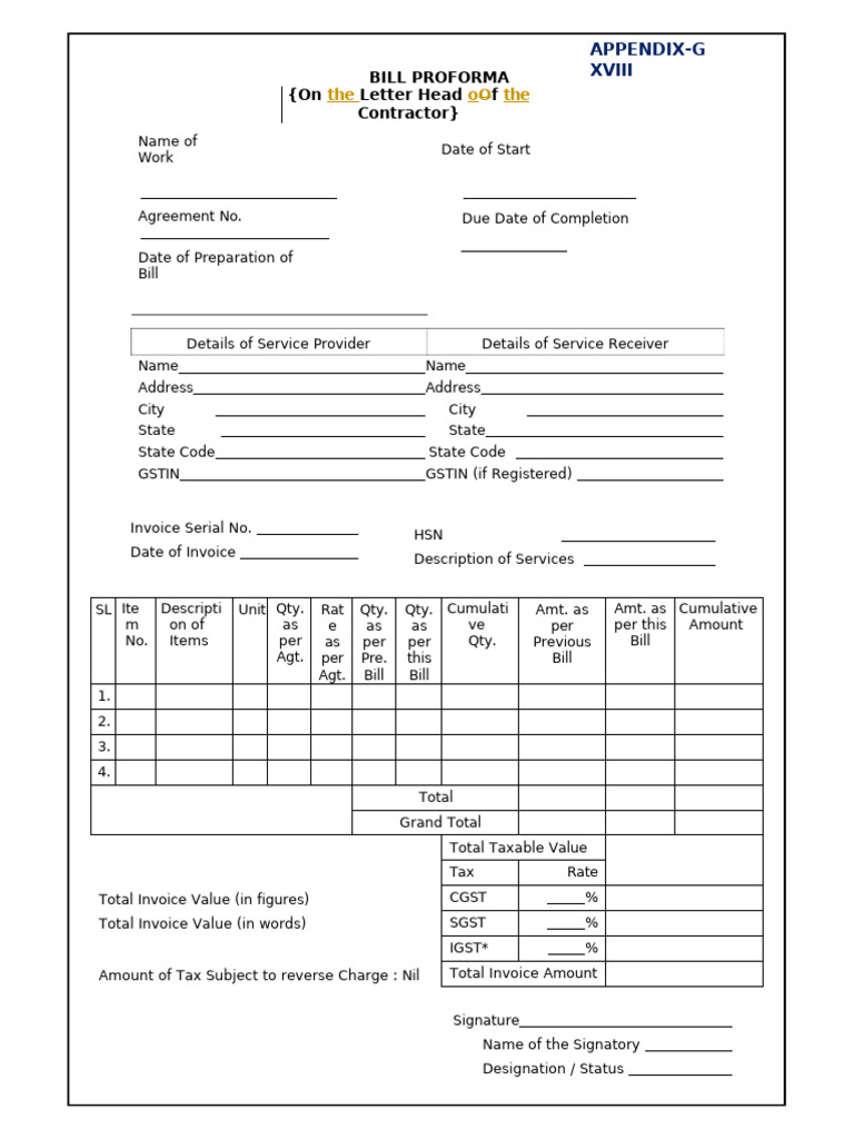 Appendix-G Xviii Invoice 1 | PDF