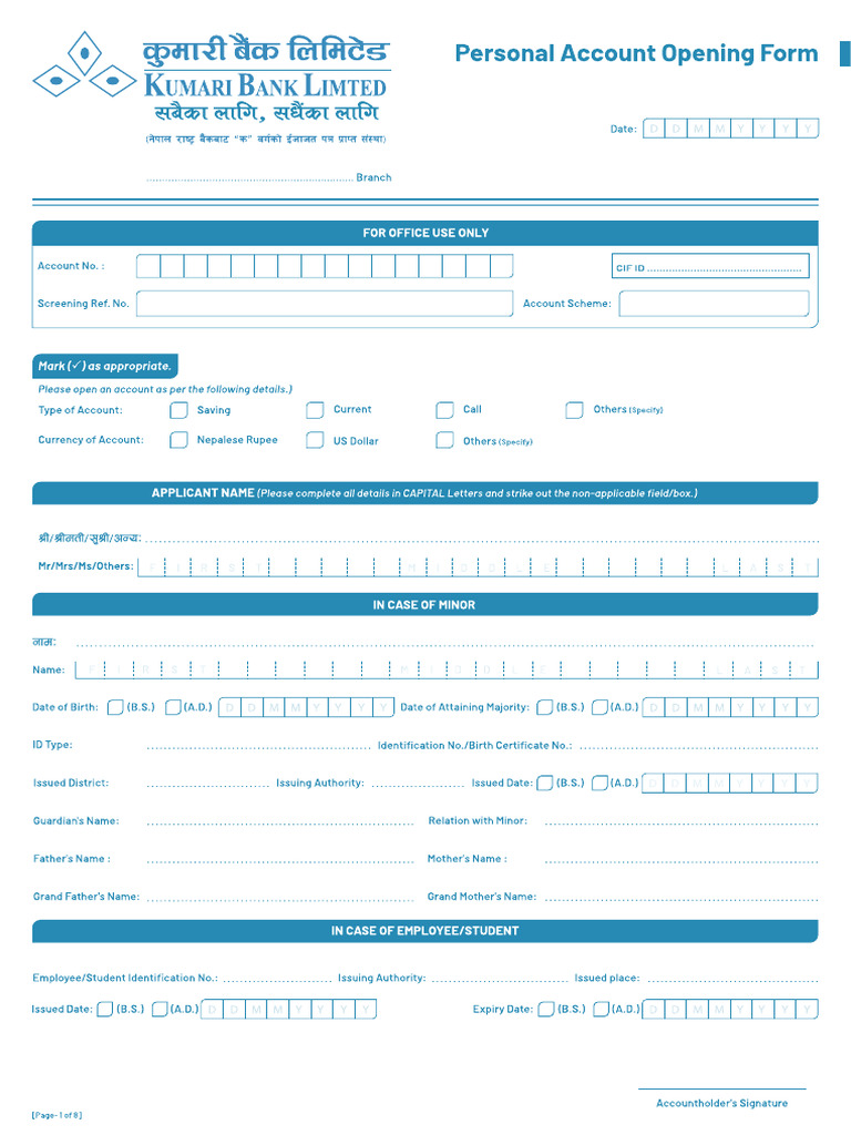KBL Individual Account Opening Form | PDF