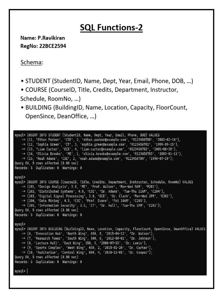SQLFunctions 2 | PDF