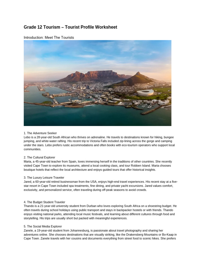 Creating Tourist Profiles for Travel | PDF | Tourism | Hotel