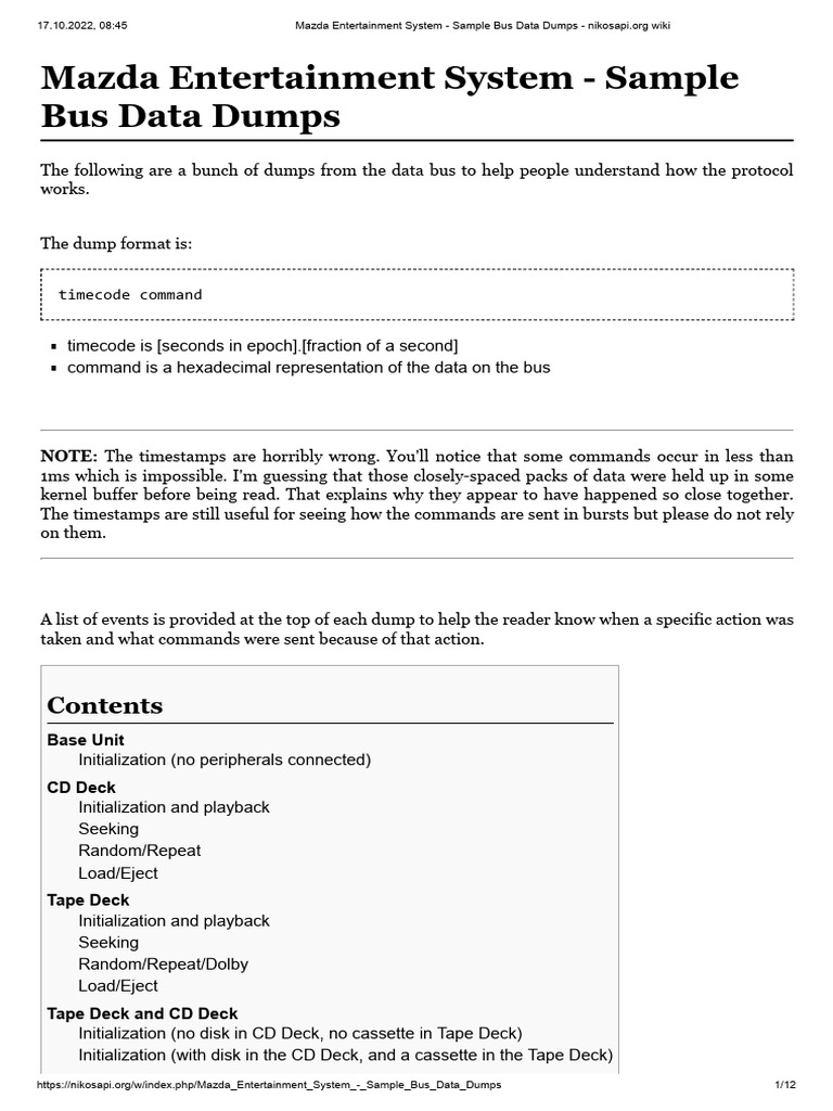 Mazda Entertainment System Data Dumps | PDF | Compact Cassette ...