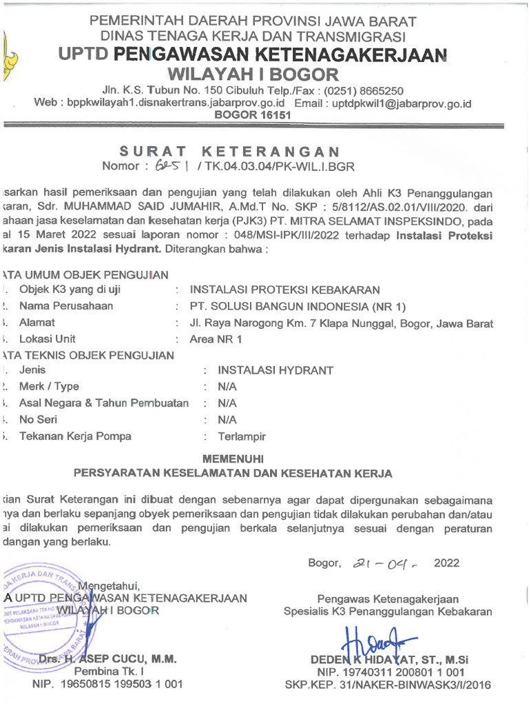 Instalasi Hydrant - Area NAR 1 | PDF