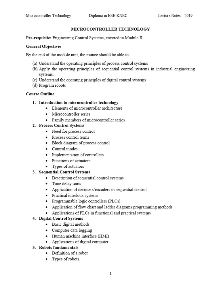 Microcontroller Technology Lecture Notes | PDF | Microcontroller ...