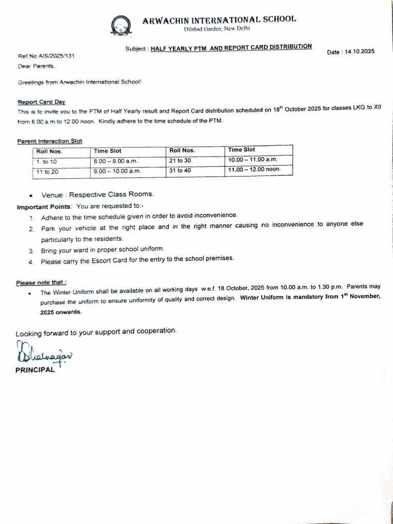 Half Yearly PTM | PDF