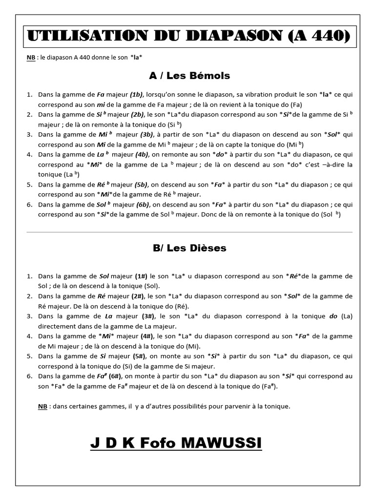 Utilisation du diapason A 440 en musique | PDF