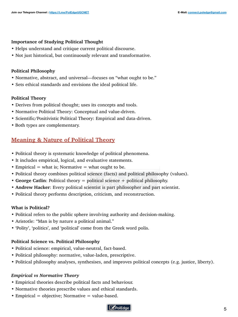 Political Theory PolEdge Notes-5-10 | PDF | Empiricism | Political ...