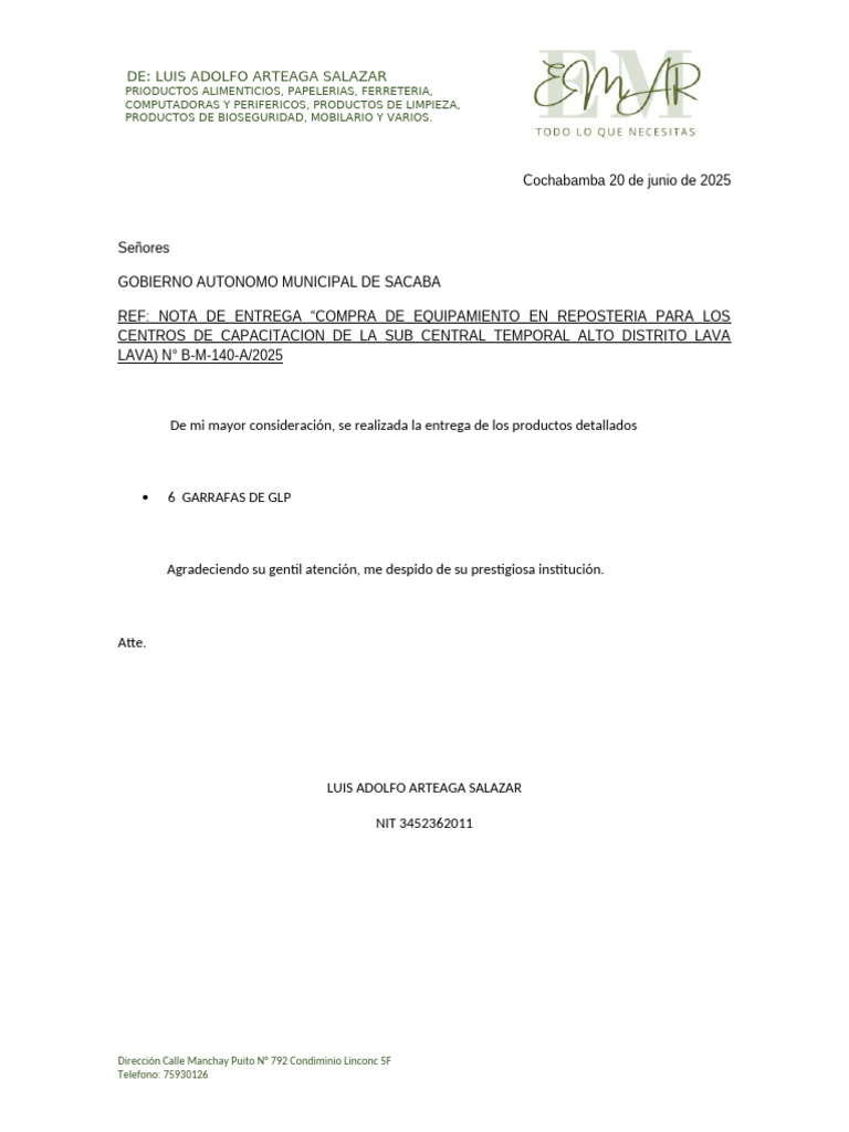 Nota de Entrega 1 | PDF