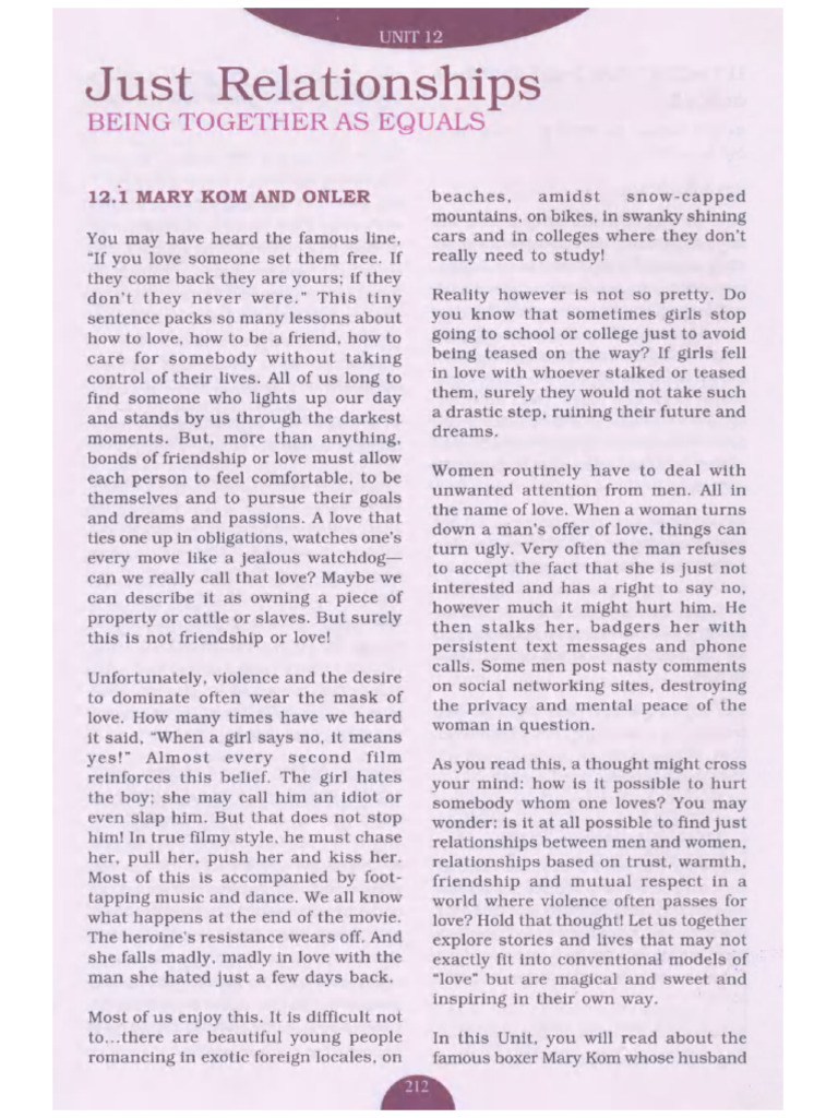 Unit-12 Just Relationships | PDF