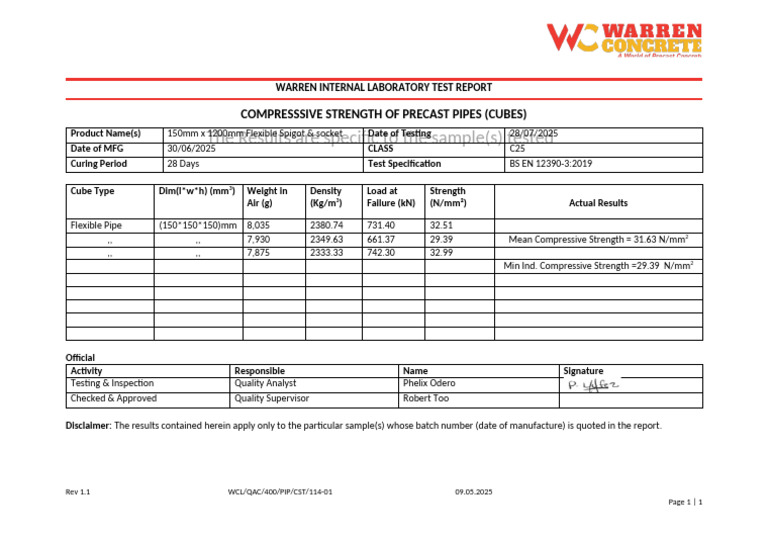 9 - Flexible 150mm X 1200mm Test Results | PDF