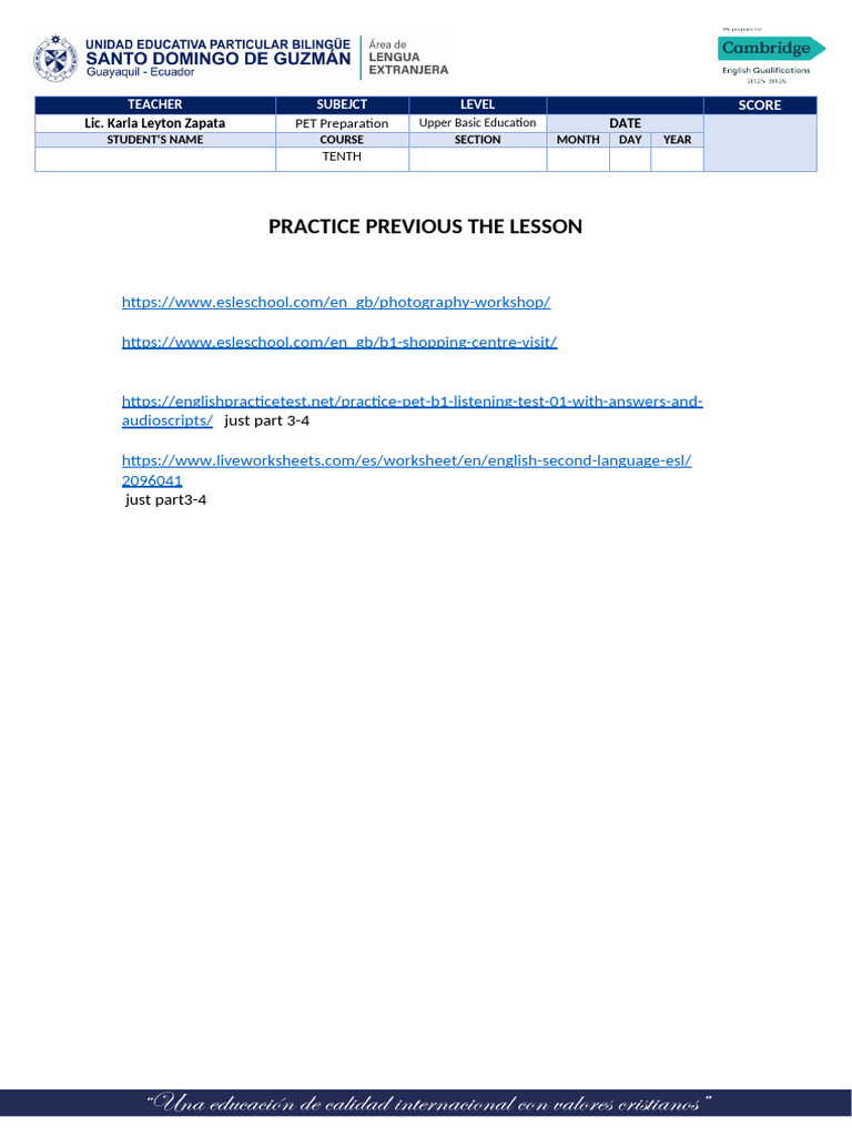 PET Preparation Guide for Teachers | PDF