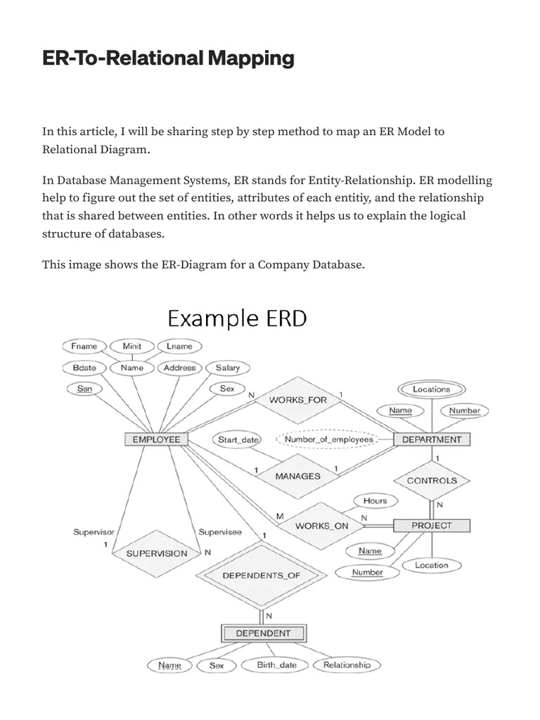 ER-To-Relational Mapping Example With Steps | PDF | Data Management ...