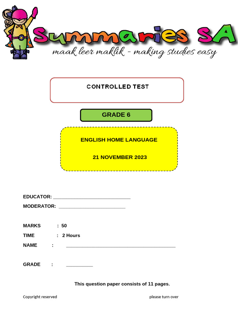 Grade 6 English Test: Special Talents | PDF | Linguistics | Grammar