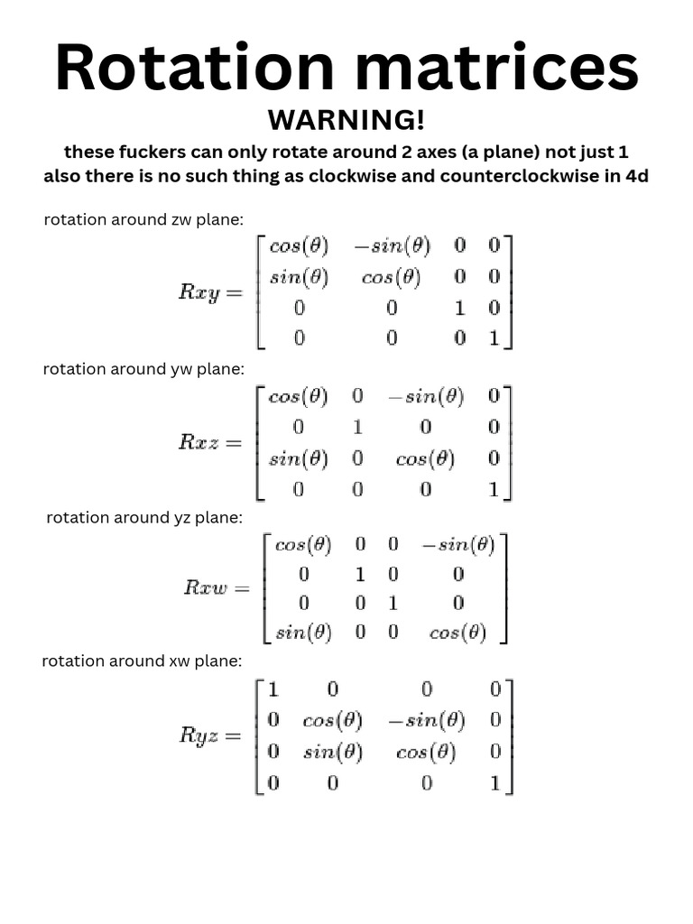 Rotation Matrices 4d | PDF