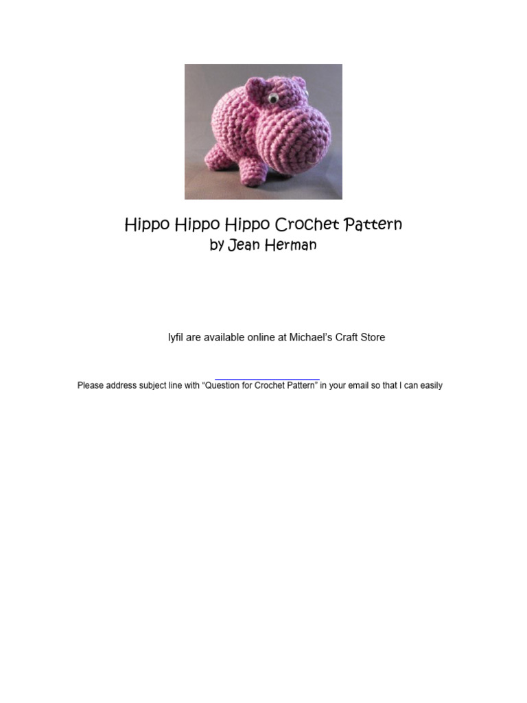 Hippo Hippo Hippo PDF Crochet Pattern 2 | PDF | Crochet | Handicrafts