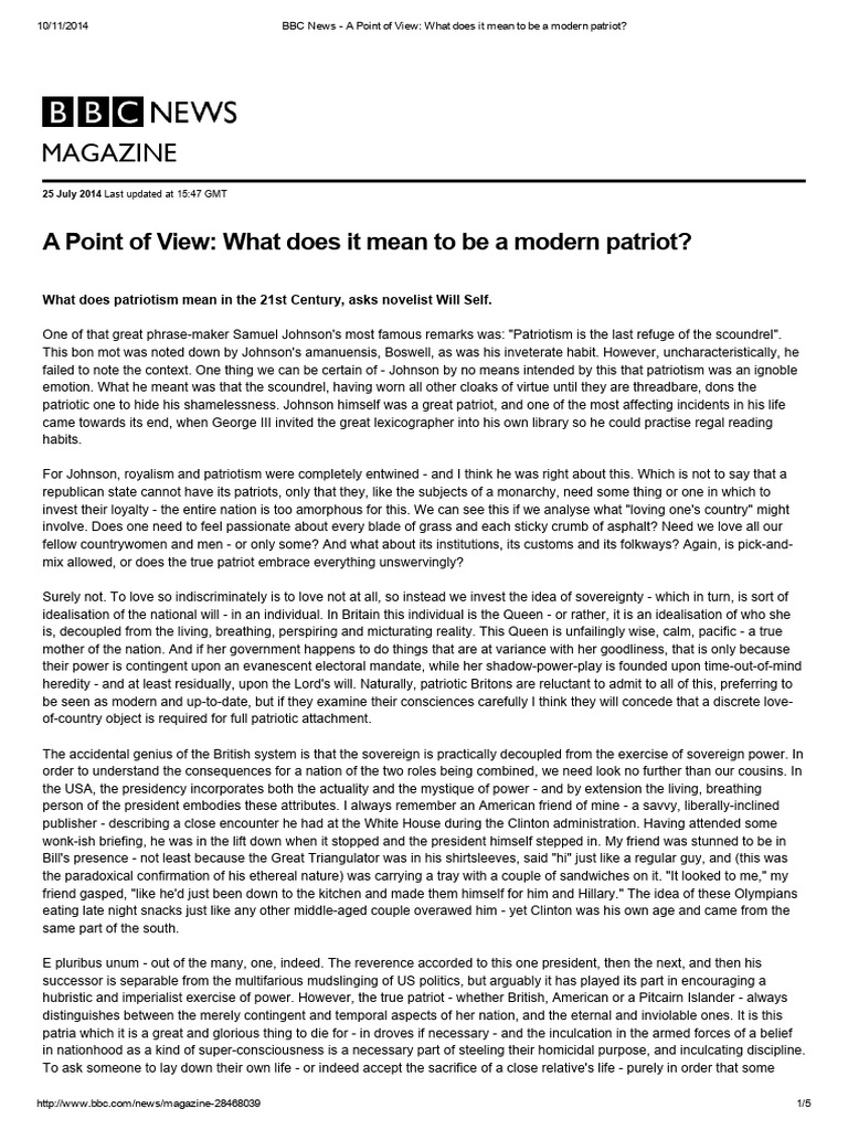 BBC News - A Point of View - What Does It Mean To Be A Modern Patriot | PDF | Patriotism ...