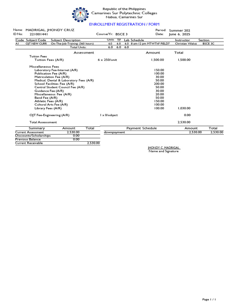 Summer 2025 Enrollment Registration Form | PDF | Higher Education ...