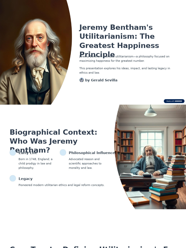 Jeremy Benthams Utilitarianism The Greatest Happiness Principle | PDF ...