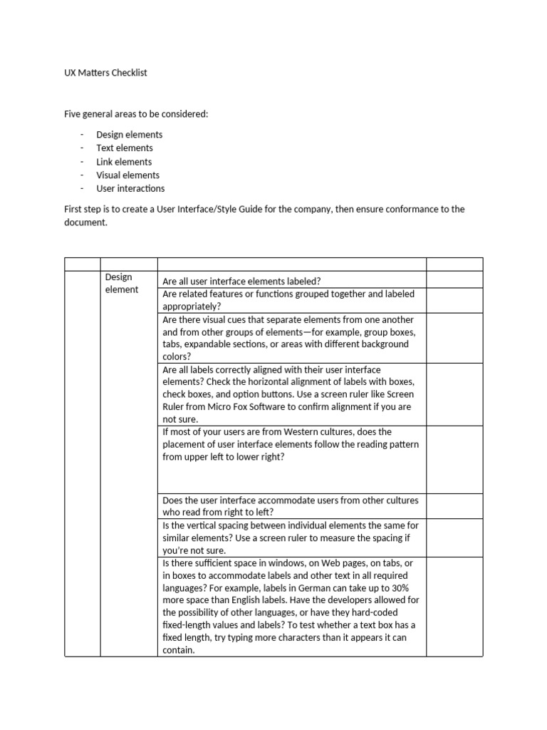 UX Matters: Essential Design Checklist | PDF | World Wide Web ...
