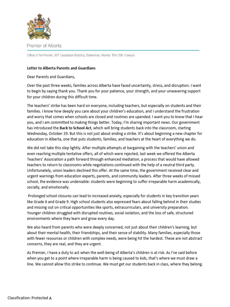 Premier Smith Letter To Parents | PDF | Teachers