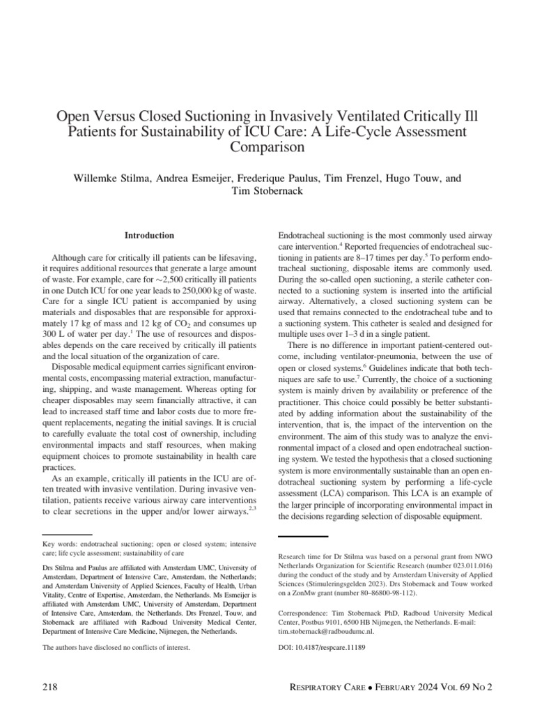 Open Versus Closed Suctioning in Invasively Ventilated Critically ...